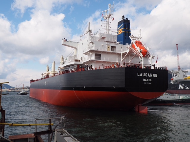 Delivery of brand-new Swiss Ship “MV Lausanne” at Kure Shipyard in ...
