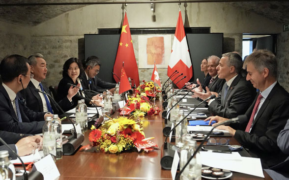 Ignazio Cassis receives Chinese Foreign Minister Wang Yi in Bellinzona